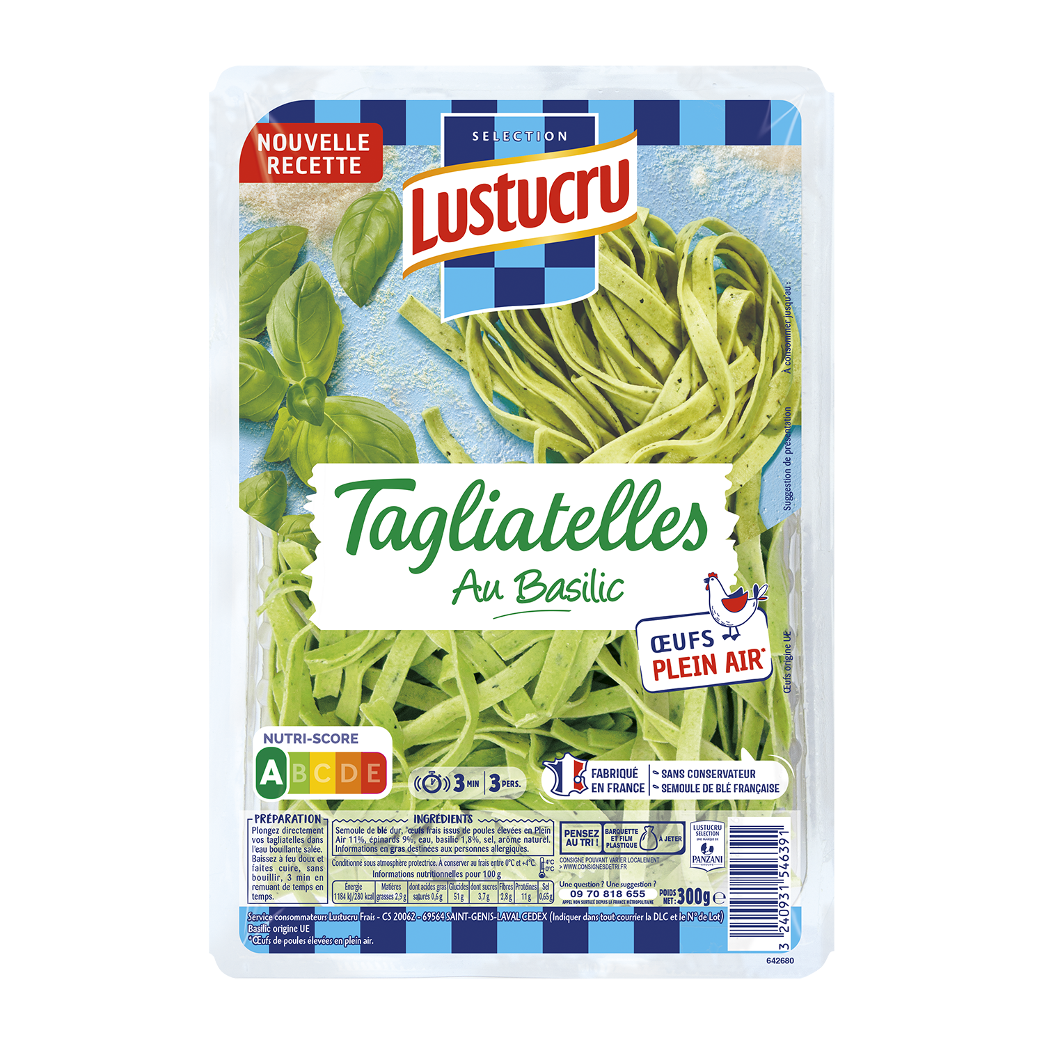 Lustucru Tagliatelles Basilic 300g - Lustucru Sélection Lustucru Tagliatelles Basilic 300g - Lustucru Sélection